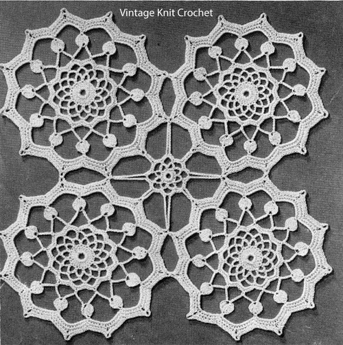Crocheted Medallion Tablecloth Pattern Napkin Insertion