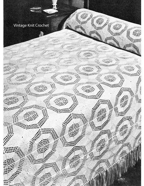 Popcorn Octagon Crochet Bedspread Pattern