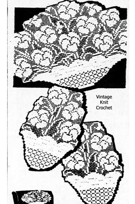 Filet Crochet Swan Pansy Doily Chair Set Pattern Design 900 Laura Wheeler