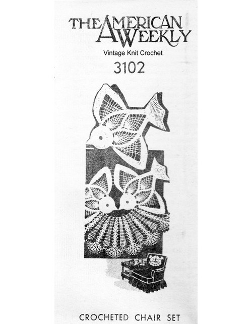 Crocheted Pineapple Chair Buffet Set Pattern Design 3098 American Weekly