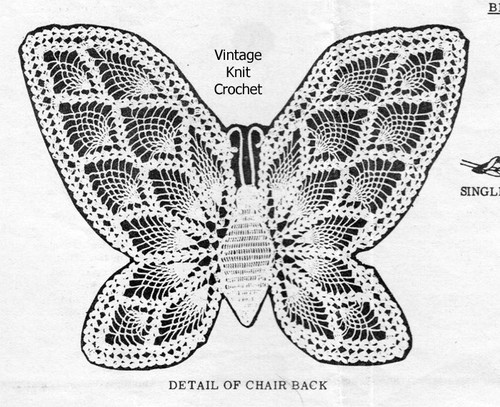 Crochet Pineapple Butterfly Pattern Chair Set No 3097