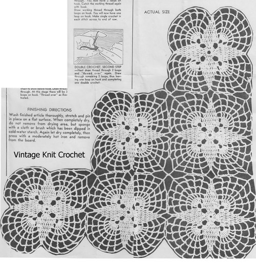Vintage Crochet Medallion Pattern Pineapple Motif In Two Sizes Mail