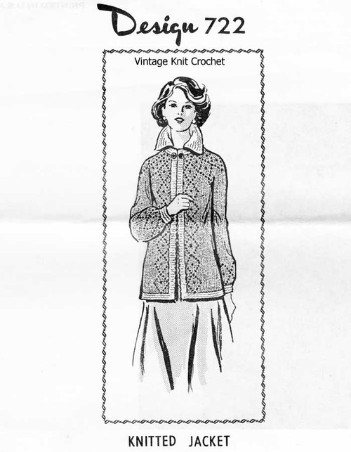 Knitted Jacket Pattern, Floral Tulip Panel Mail Order Design 7260