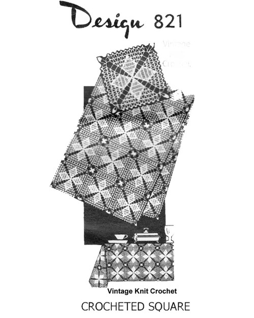 Crochet Colonial Square Pattern Tablecloth Bedspread Laura Wheeler 2361