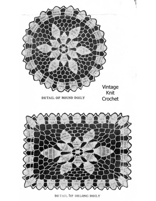 Crochet Pineapple Spider Web Oblong Doily Pattern Design 7140