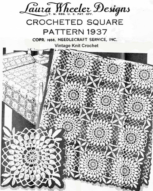 Crochet Chrysanthemum Flower Square Pattern Laura Wheeler 1937 Mail Order