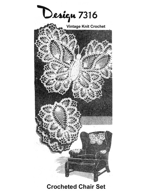 Crochet Butterfly Chair Doily Pattern Buffet Set Scarf Ends Alice