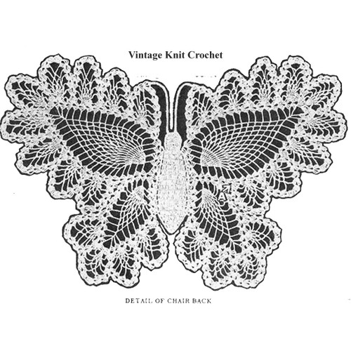 Vintage Crochet Butterfly Doily Chair Set Pattern Design 837