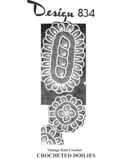 Crochet Oval Pineapple Doilies Pattern Luncheon Set Design 834 From