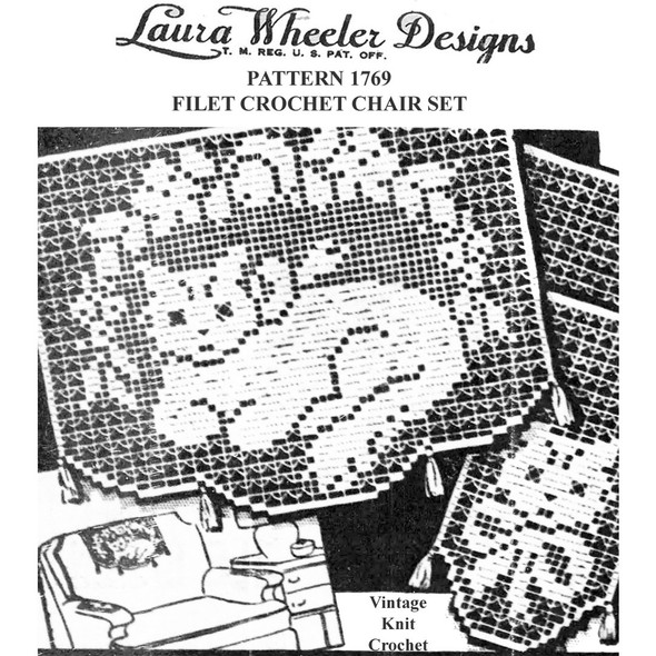Siamese Cat Filet Crochet Pattern Chair Doily Mail Order Design 7262