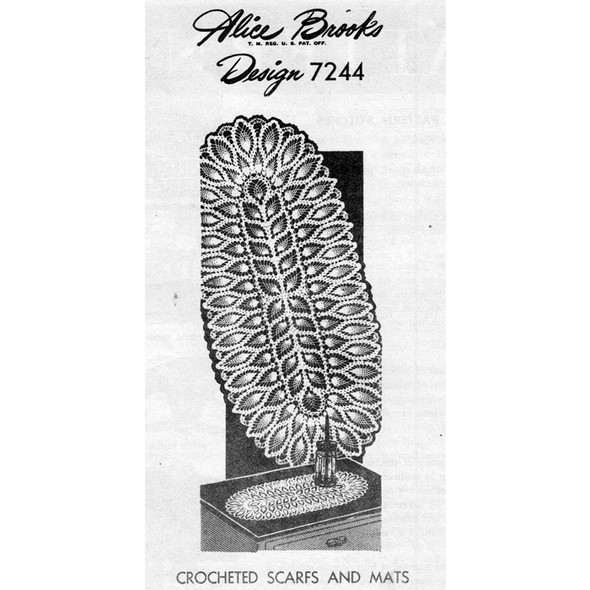 Vintage Crochet Pineapple Runner Scarfs Pattern 2 Sizes Mail Order