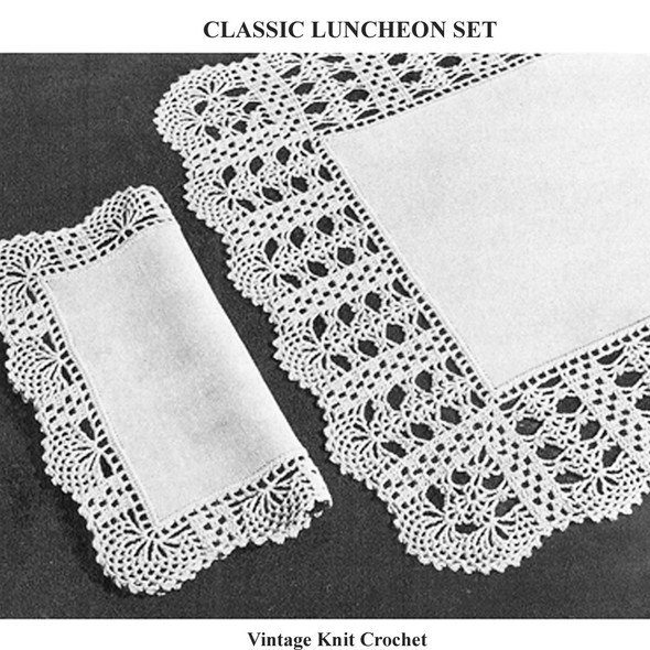 Crochet Oval Luncheon Set Pattern Pineapple Stitch Large Small Mail