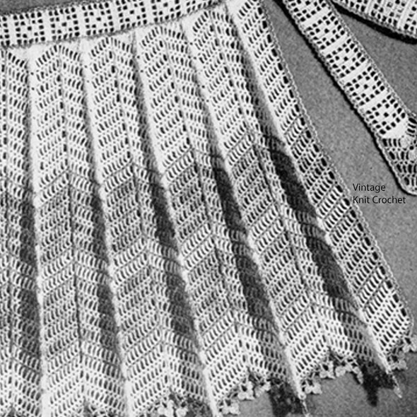 Two Vintage Crochet Aprons Pattern Lace Stitch With Ribbon Ties