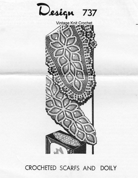 Vintage Crochet Pineapple Runners Scarfs Pattern Mail Order Design 7100