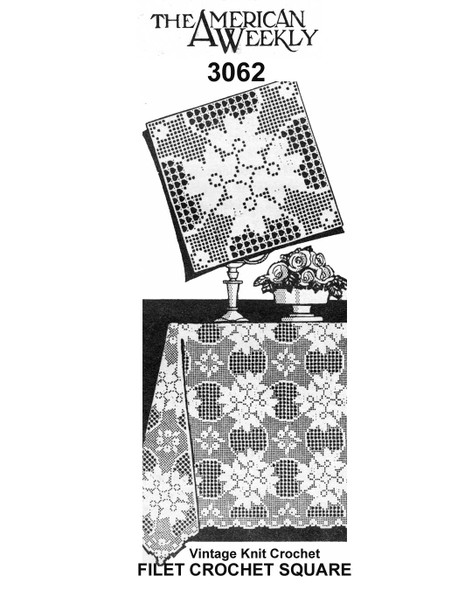 Large Filet Crochet Square Pattern In Flower Motif Mail Order Design