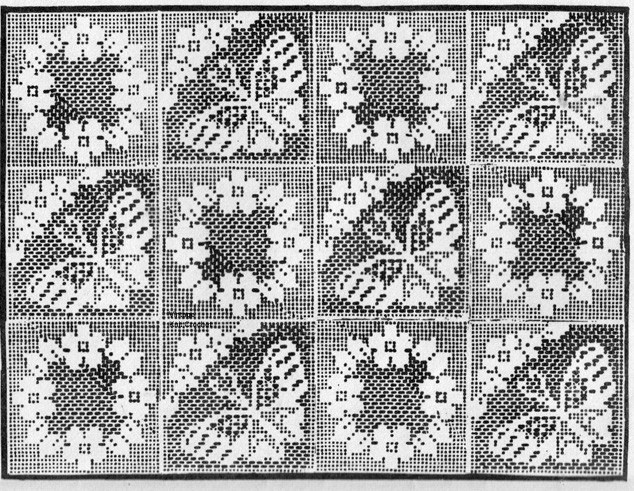 Filet Crochet Butterfly Wreath Squares, Alice Brooks 5695