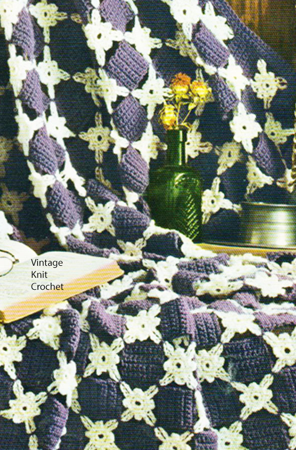 Easy Crochet Afghan Pattern, Daisy Flowers No 742-9