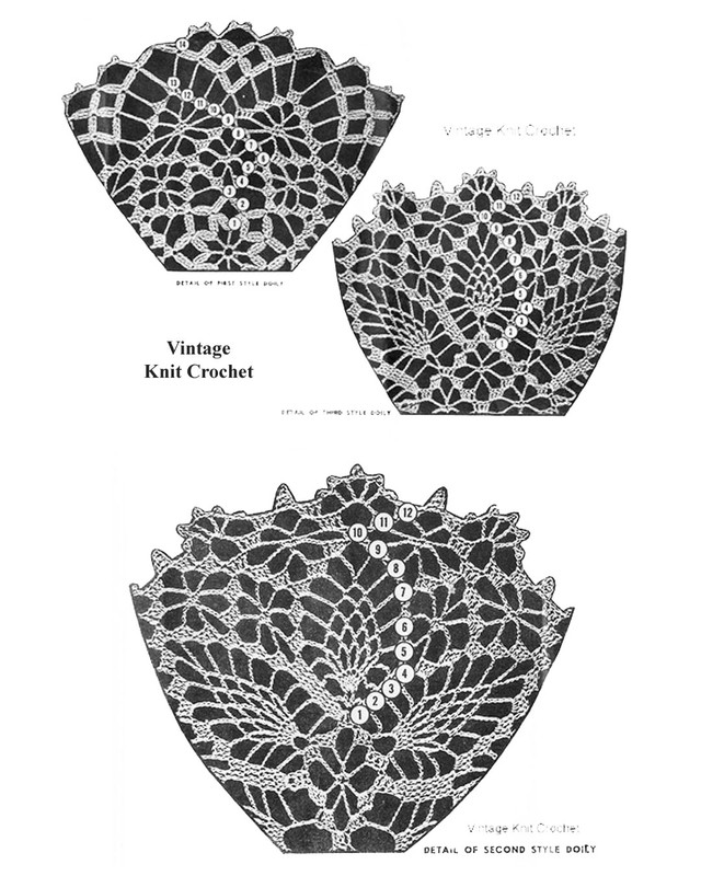 Three Crochet Doilies Pattern Pineapple Spiderweb Oval Round Mail