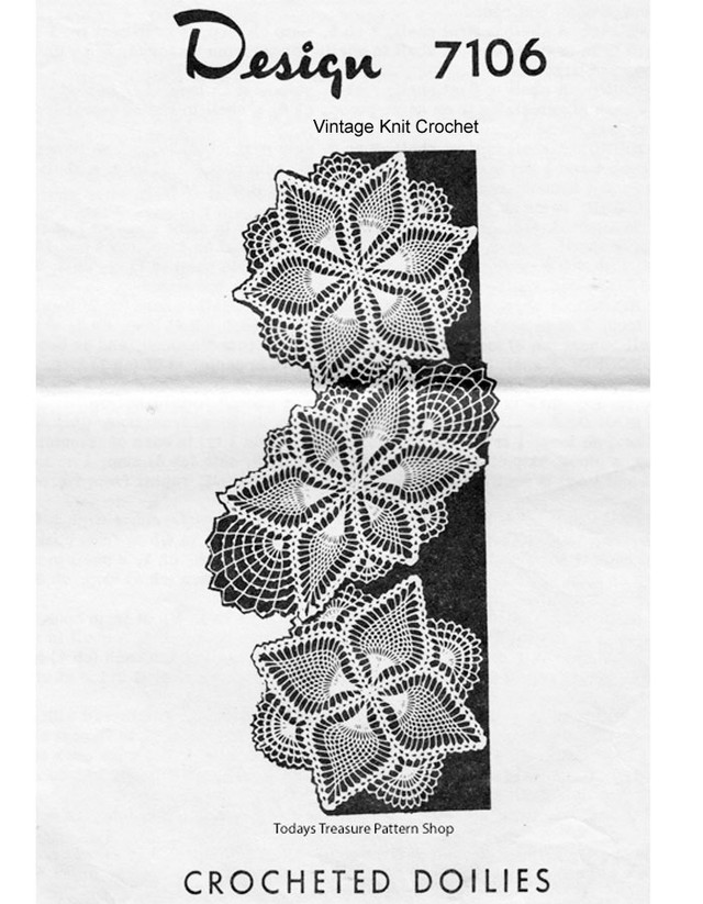Small Pineapple Crochet Doilies Pattern Three Designs Round Oval