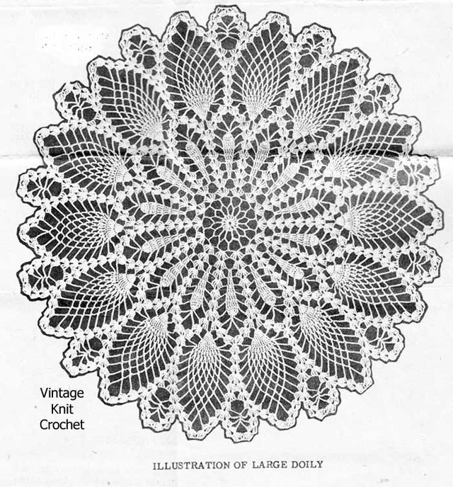 Pineapple Border Crochet Doily Pattern Vintage 1950s