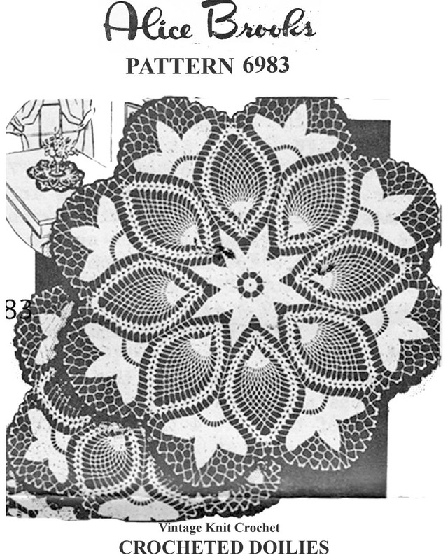 Crochet Tulip Doily Pattern Pineapple Stitch Alice Brooks 6983 Mail