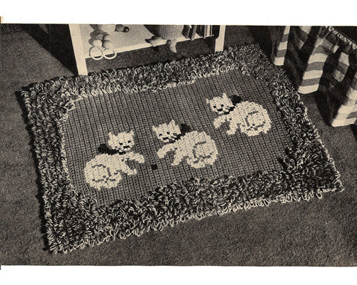 Crochet Kitten Cat Rug Pattern, Loop Stitch
