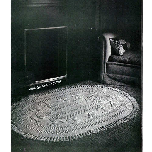 Fringed Oval Rug Crochet PDF Pattern 22 x 37