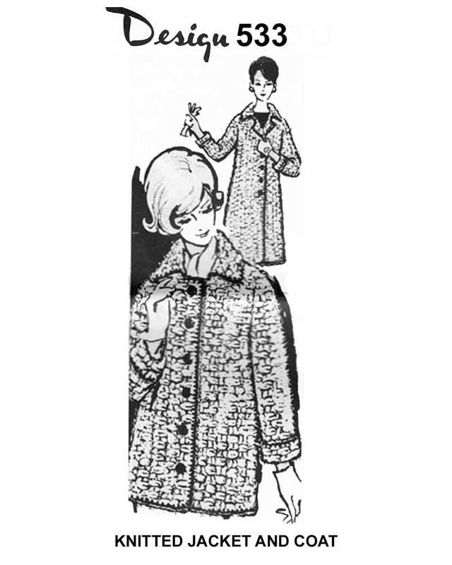 Knitted Jacket Coat Pattern on Big Needles, Mail Order 533 Laura Wheeler
