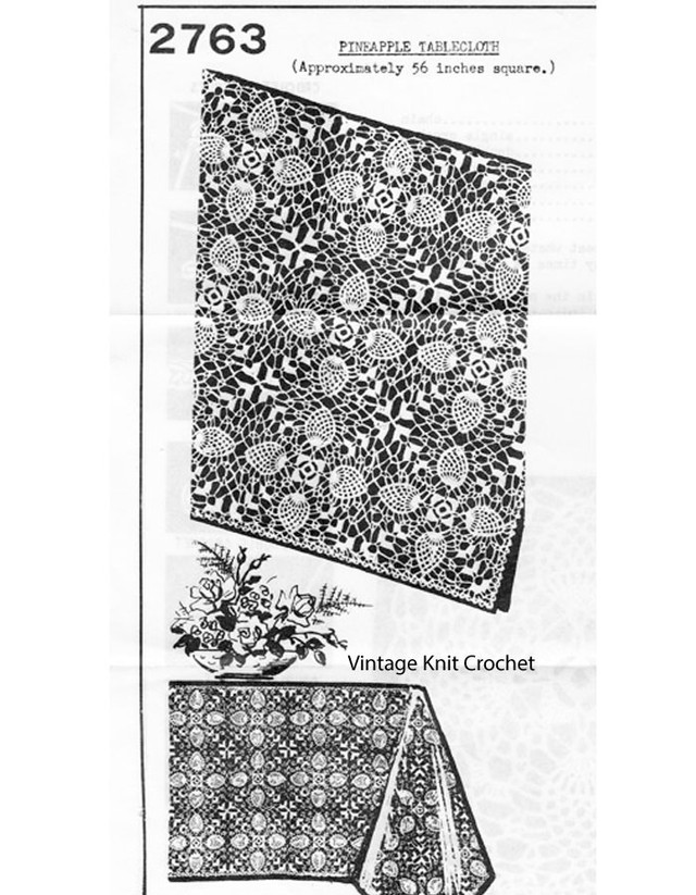 Crochet Round Pineapple Tablecloth Pattern Mail Order Design 7520