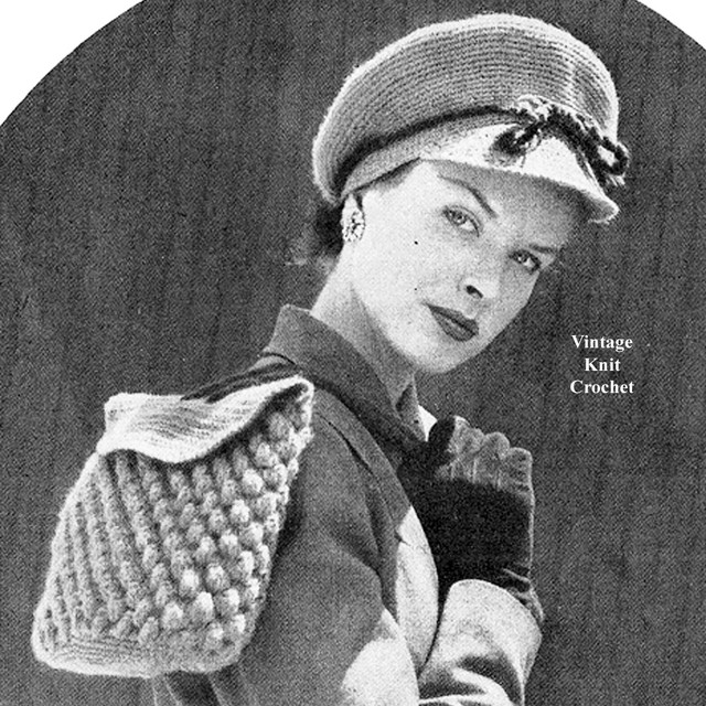 Easy Crochet Newsboy Hat Pattern, Visored Beret with shoulder bag in ...