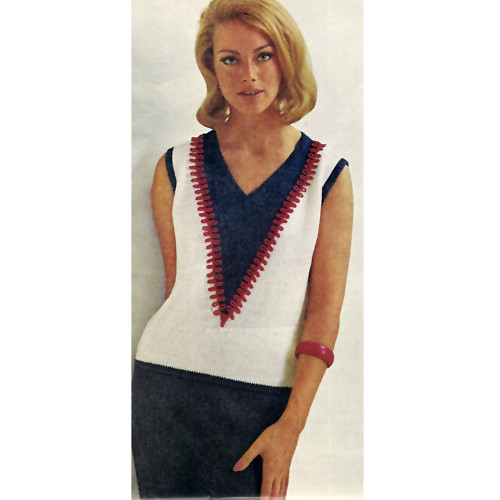 High Neck Diamond Slipover Sweater Knitting PDF Pattern