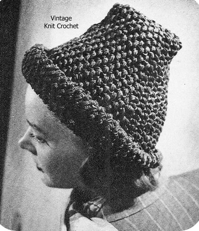 Rolled Brim Crochet Bowler Hat Pattern Vintage 1960s