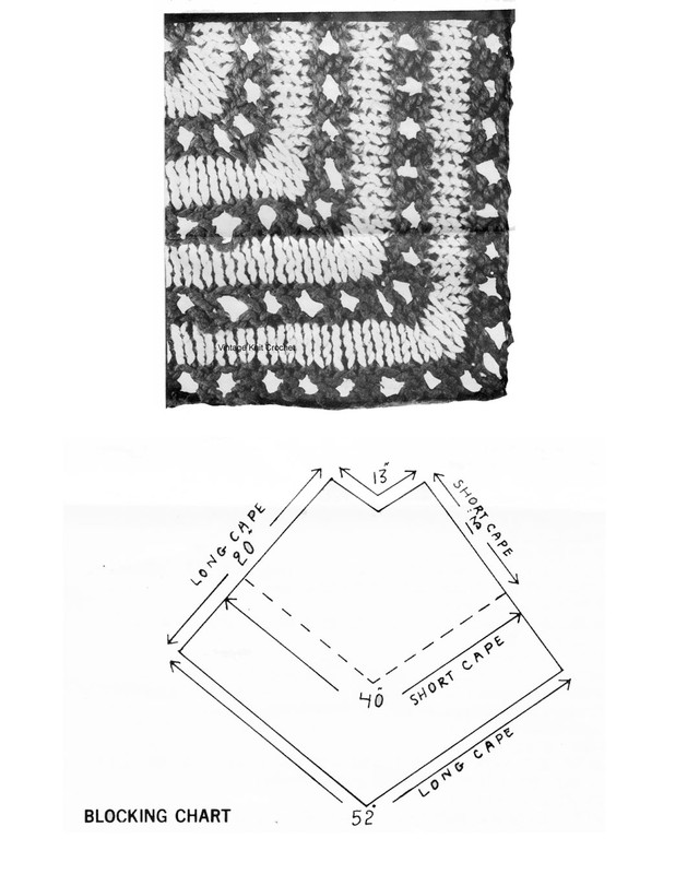 Knitted Poncho Pattern, Long Short Striped Mail Order Design 7230