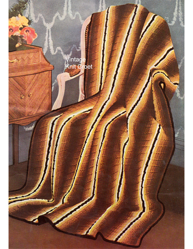 Crochet Stripe Afghan Pattern, Blended Shades of Brown