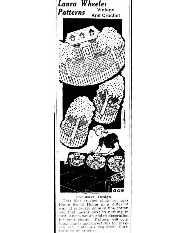 Filet Crocheted Home In Trees Doily Chair Set Pattern Alice Brooks 7166