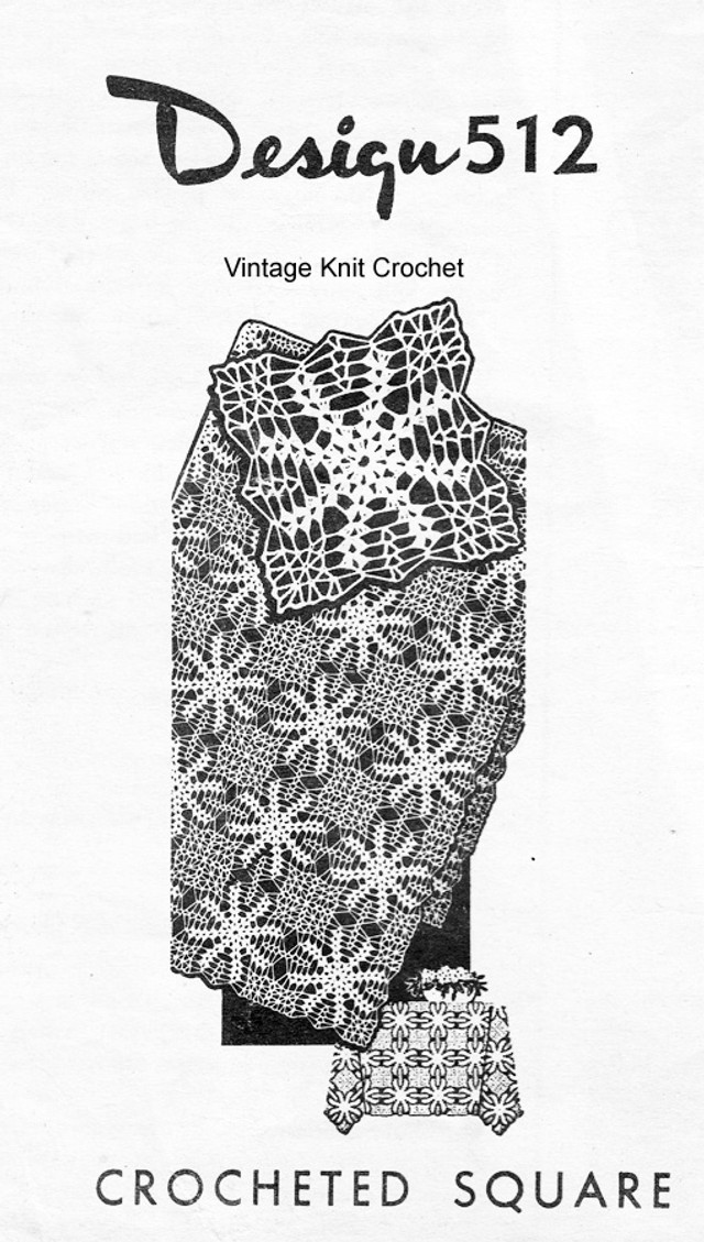 Crochet Snowflake Square Pattern Tablecloth Bedspread Mail Order 512