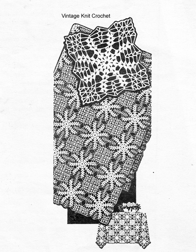 Crochet Snowflake Square Pattern Tablecloth Bedspread Mail Order 512