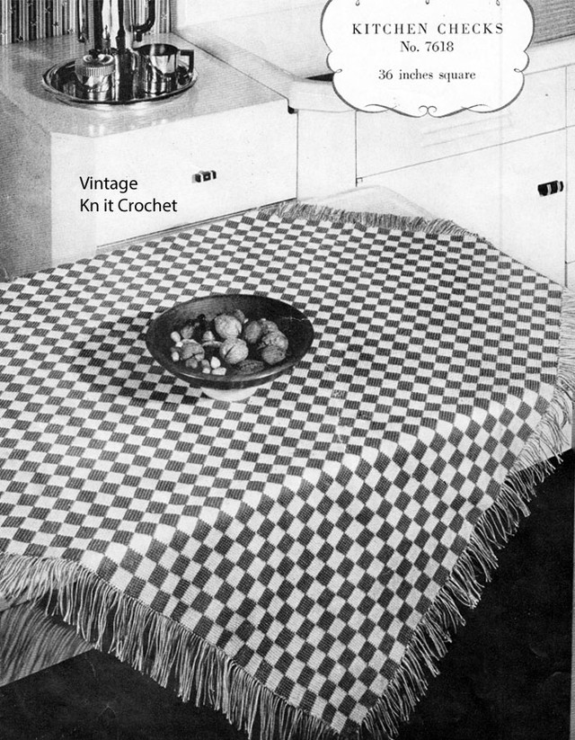 Crochet Checkerboard Cloth Pattern, No 7618
