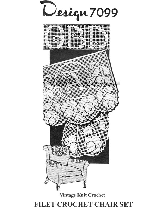 Filet Crochet Monogram Chair Doily Pattern Set Laura Wheeler Design 1703