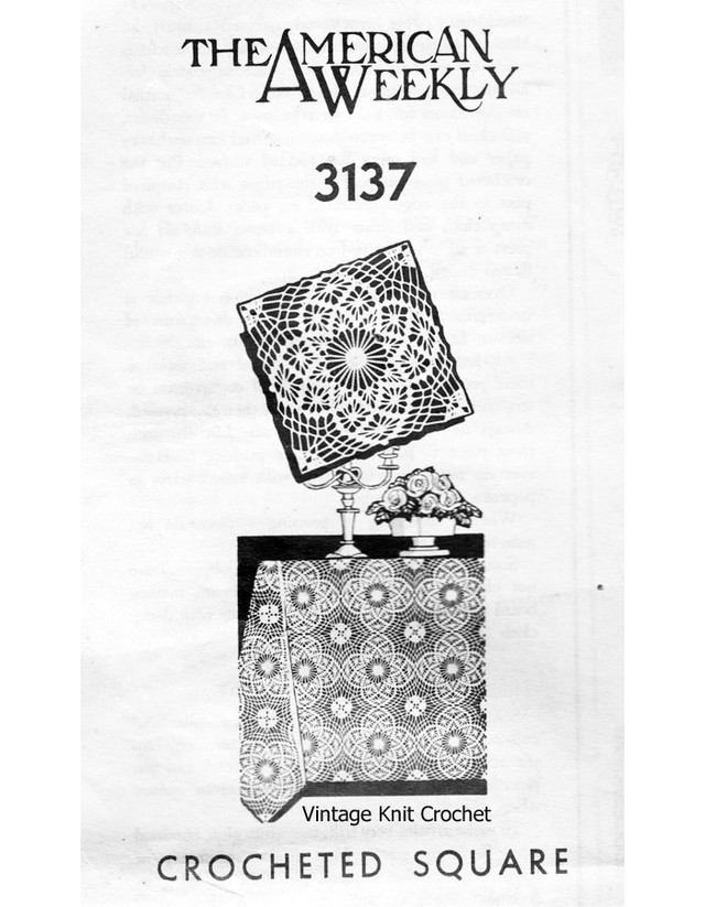 Filet Crochet Square Pattern Flower Motif Mail Order 3069