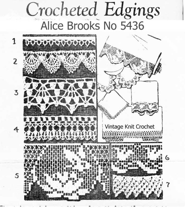 Vintage Filet and Crochet Edgings Pattern, Vintage 1930s, Alice Brooks 5436