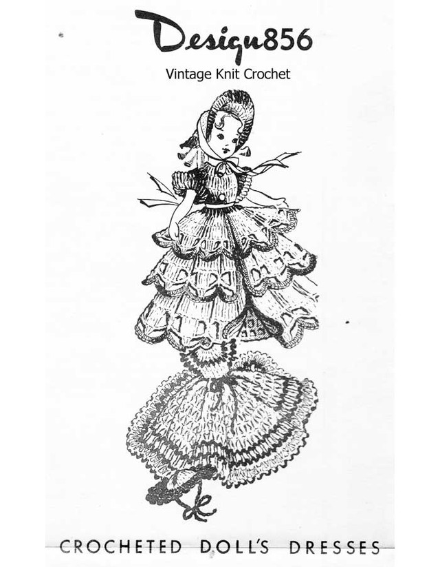 Southern Belle Crochet Doll Dress for the 7 or 8 inch Doll AT Leaflet 1063