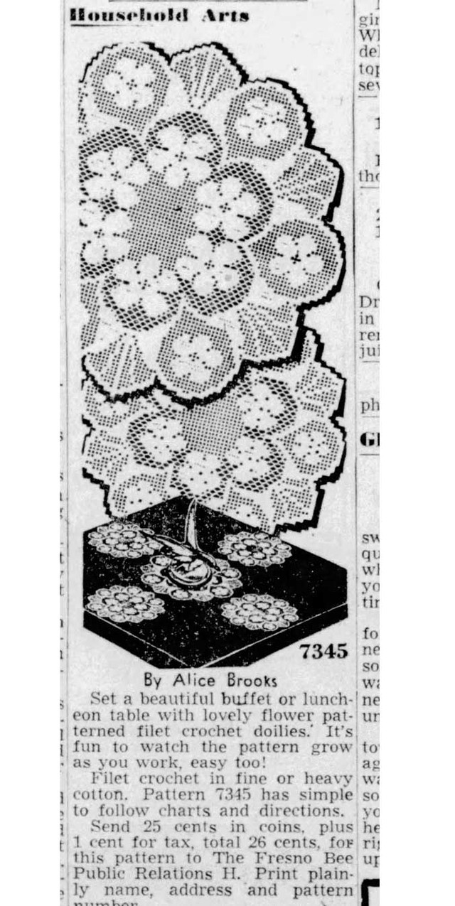 Filet Crochet Daisy Doily Pattern Large Small Mail Order Design 7345