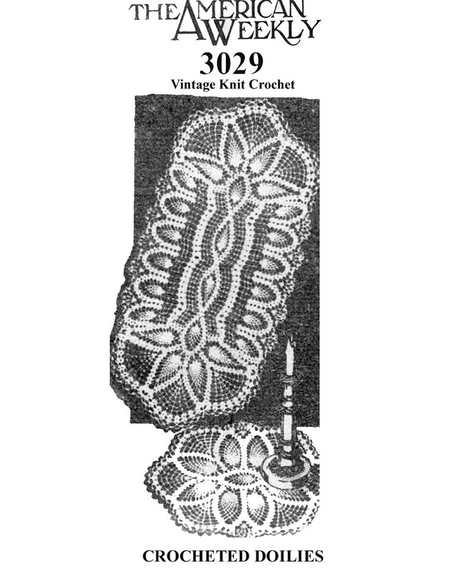 Vintage Crochet Oval Doilies Pattern Pineapple Small Medium Large