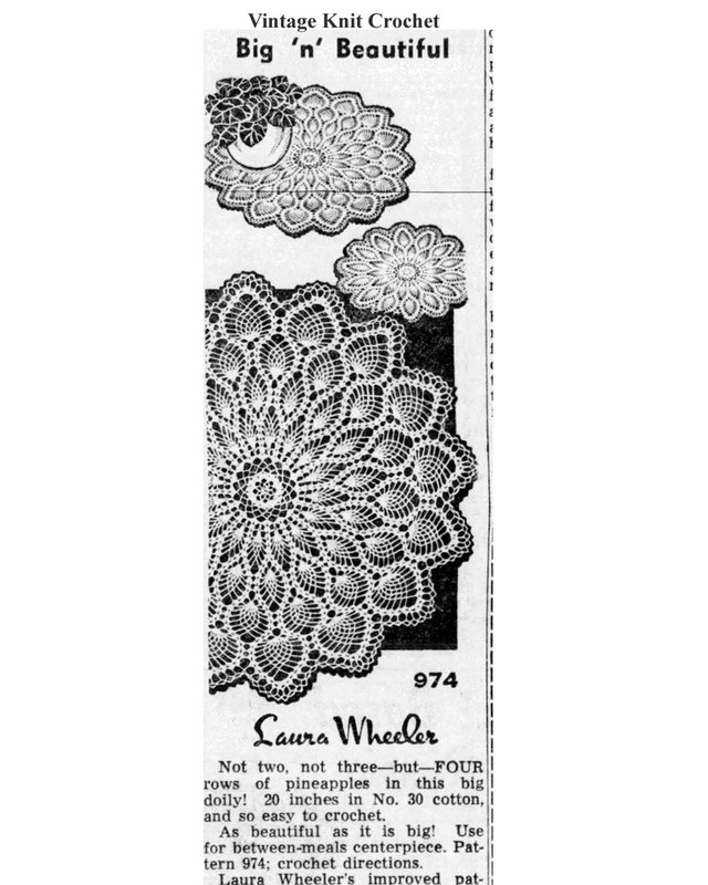 Pineapple Crochet Doilies Pattern Centerpiece Mail Order Design 974