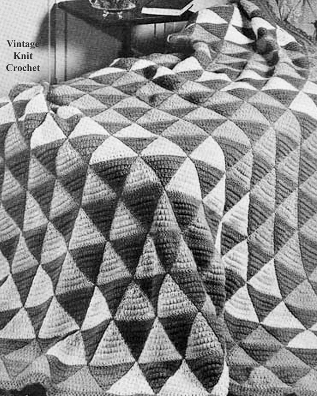 Crochet Harlequin Blanket Pattern, Triangle Motifs Bedspread