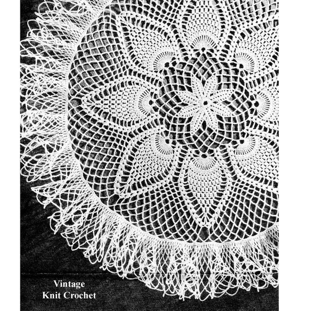 Crochet Pineapple Print Doily S-394 - Vintage Knit Crochet Pattern Shop