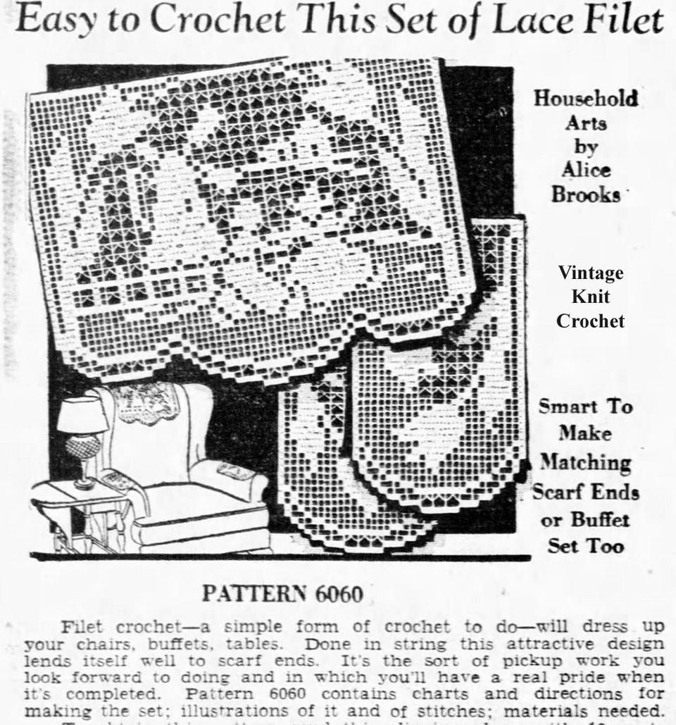 Dutch Boy Girl Filet Crochet Pattern Alice Brooks 6060