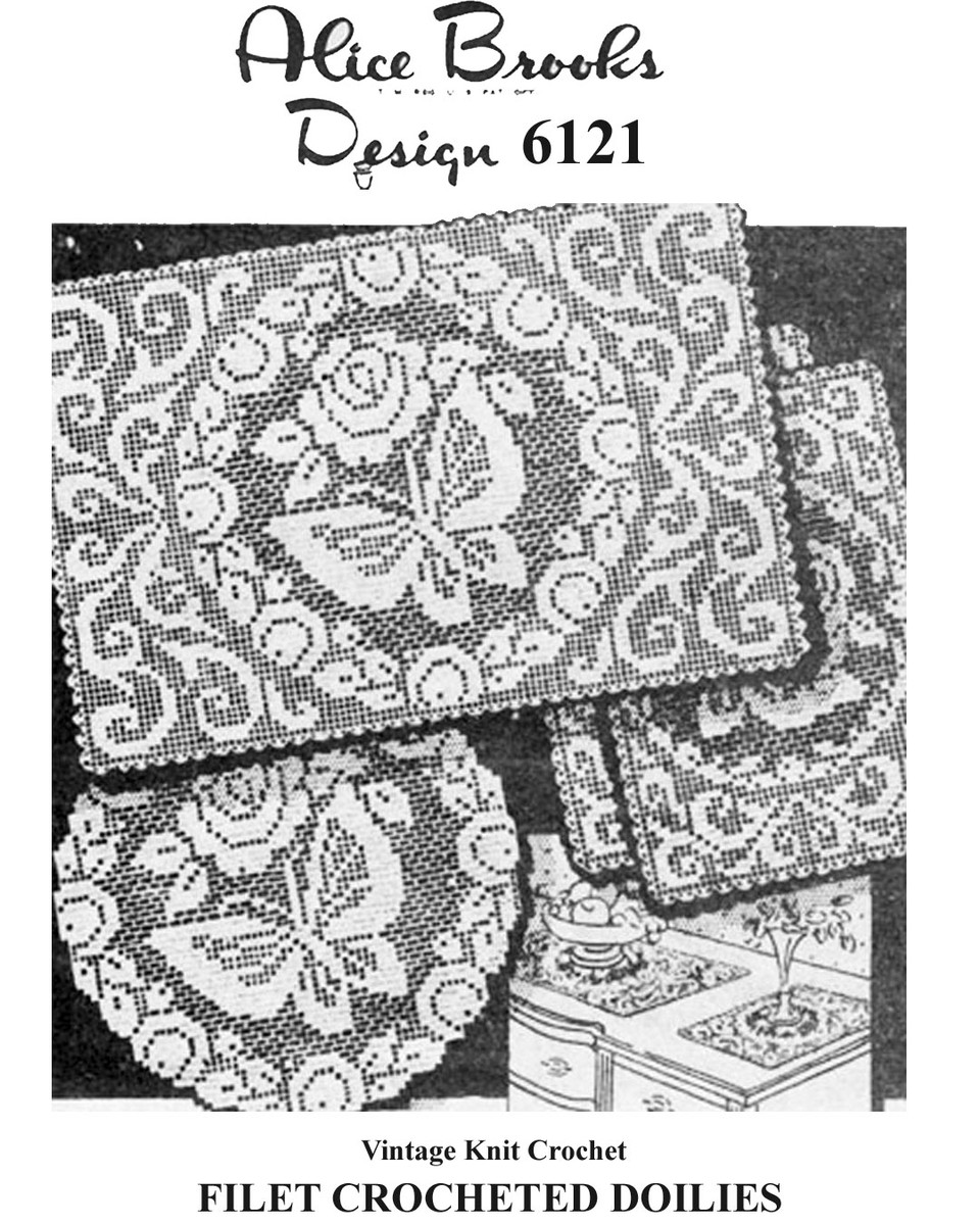 Filet Crochet Butterfly Doilies Pattern Oblong Round Mail Order