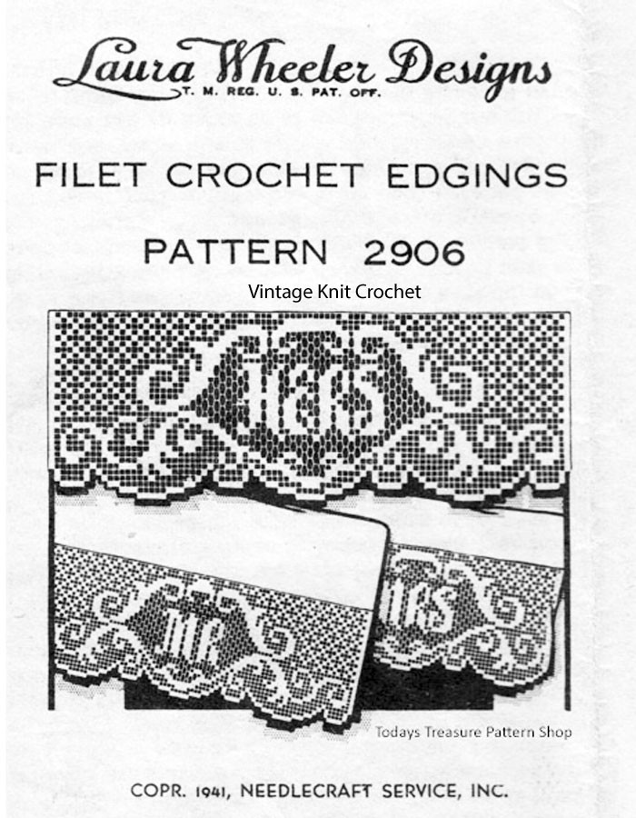 His Hers Filet Crocheted Edging Pattern Laura Wheeler 2906